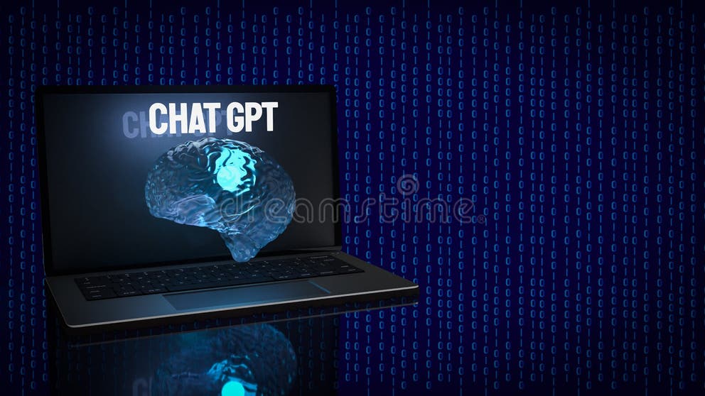 The Chat Gpt Text and Brain for Technology Concept 3d Rendering Stock ...