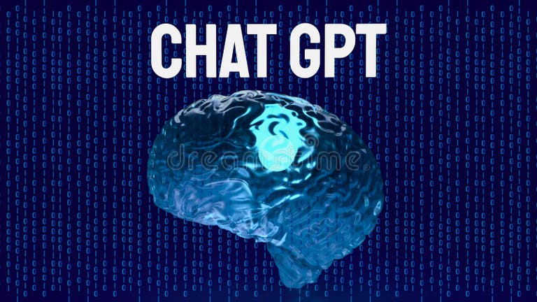The Chat Gpt Text and Brain for Technology Concept 3d Rendering Stock ...