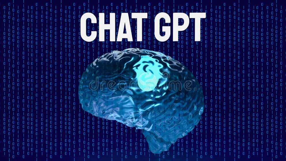 The Chat Gpt Text and Brain for Technology Concept 3d Rendering Stock Illustration ...