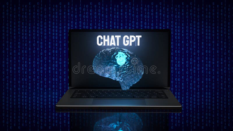 The Chat Gpt Text and Brain for Technology Concept 3d Rendering Stock ...
