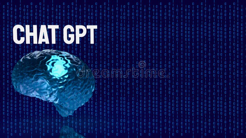 The Chat Gpt Text and Brain for Technology Concept 3d Rendering Stock ...