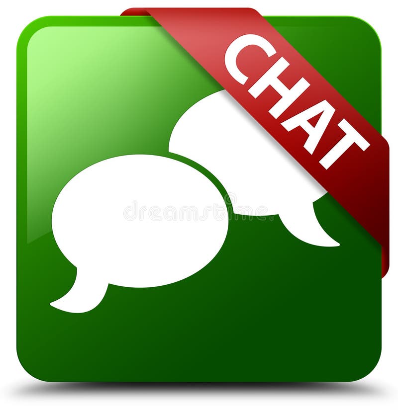 Chat green square button stock illustration. Illustration of social ...