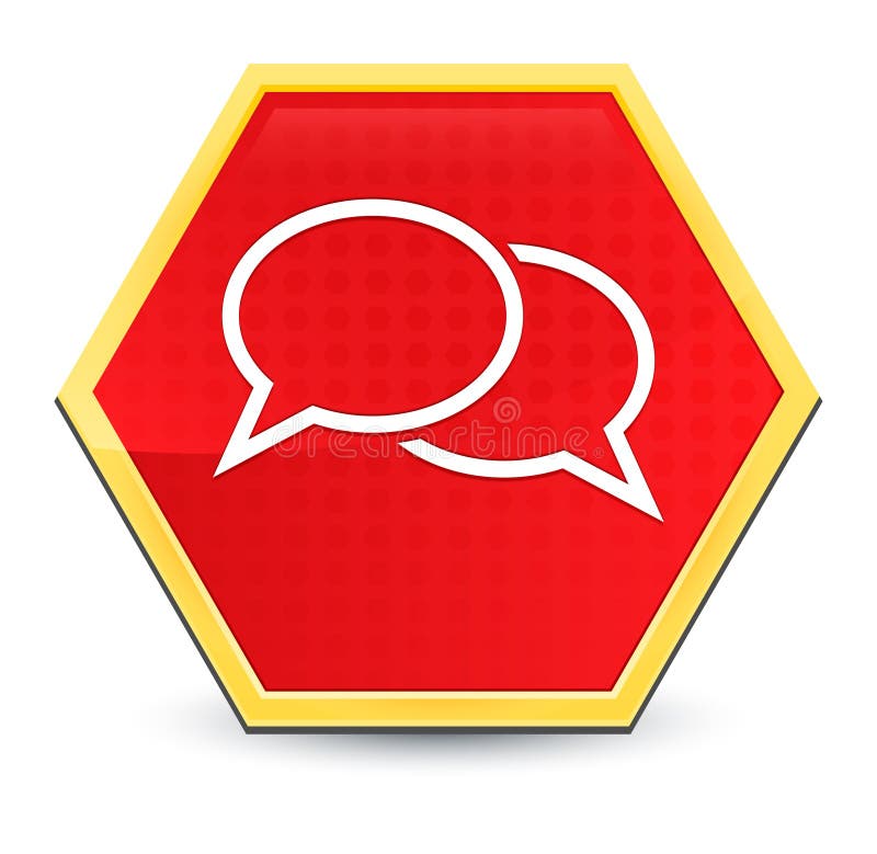 Chat Icon Abstract Red Hexagon Button Bright Yellow Frame Elegant ...