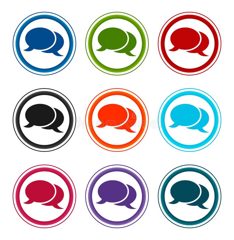 Chat Icon Glass Round Buttons Set Illustration Stock Vector ...