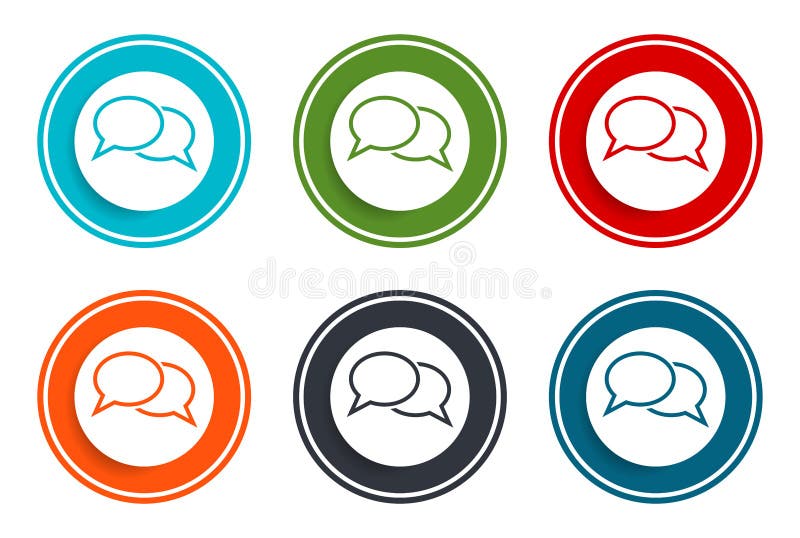 Chat Icon Flat Vector Illustration Design Round Buttons Collection 6 ...