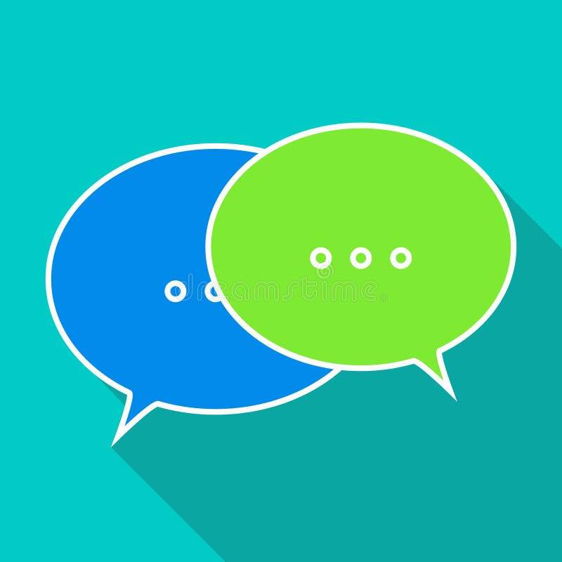 Chat Icon with Long Shadow, Flat Design. Chat Speech Balloons or ...