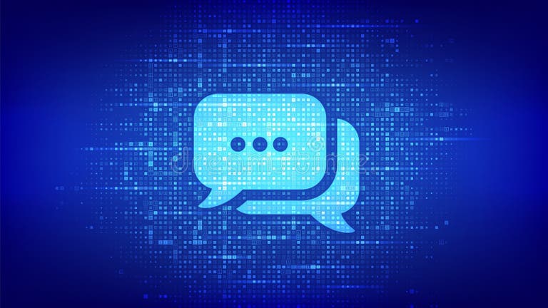 Chat Icon Made with Binary Code. Chatbot Assistant Application. Talk Bubble Speech. Dialogue ...