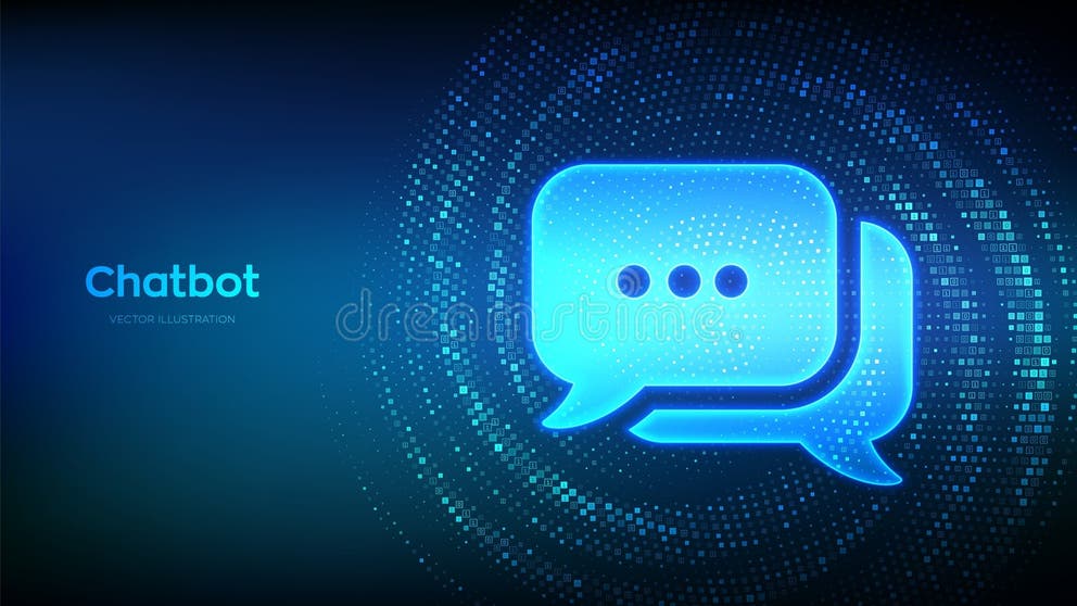Chat Icon Made with Binary Code. Chatbot Assistant Application. Talk Bubble Speech. Dialogue ...