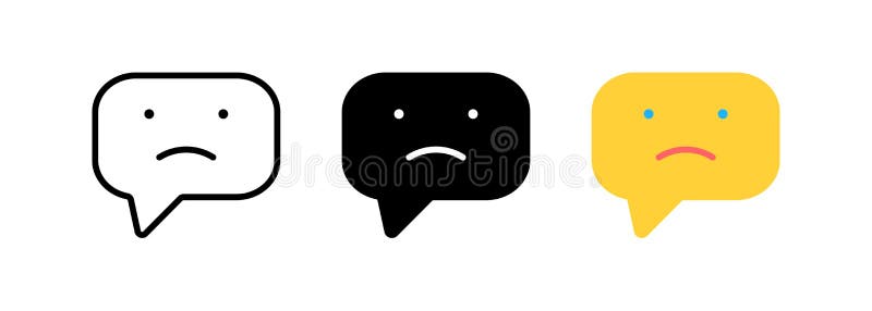 Chat Icon with Sad Emoticon. Facial Expression. Chat Bubble. Sad Face ...
