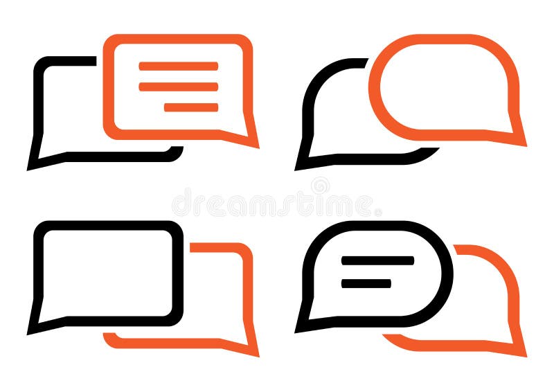 Chat Icon. Set Dialog Clouds. Black and Orange Colors. Vector ...