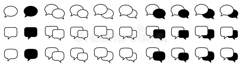 Chat Icon. Talk Bubble Speech Icon. Blank Empty Bubbles Set Stock ...