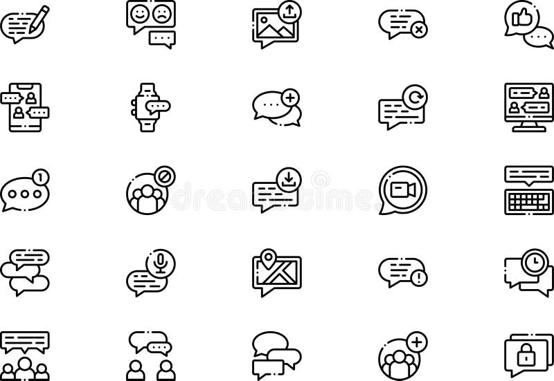 Chat Icons Collection is a Vector Illustration with Editable Stroke ...