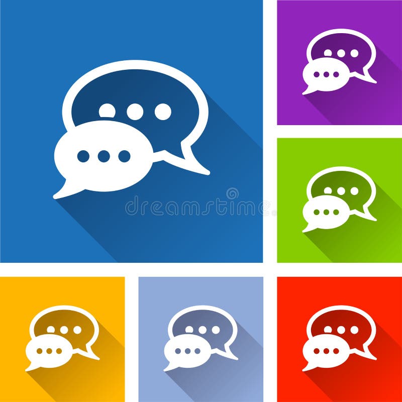 Chat Icons with Long Shadow Stock Vector - Illustration of speech, blue ...