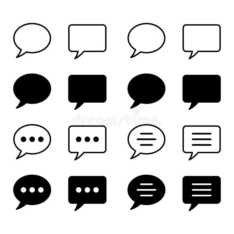 Chat Icons Vector Isolated Element. Set of Talk Bubble Speech Signs ... Chat Icons Vector Isolated Element. Set of Talk Bubble Speech Signs ...