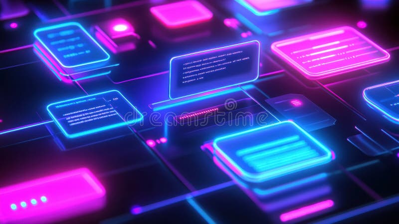 Chat Interface Displaying Vibrant Message Bubbles and Glowing Notifications in a Digital Setting ...
