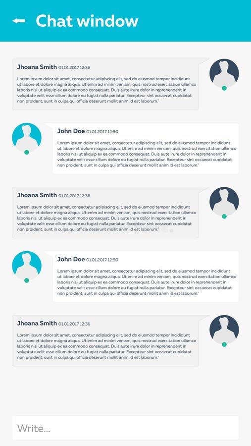 Chat Interface. Sms Messenger. UI, UX, Material Design. Vector ...