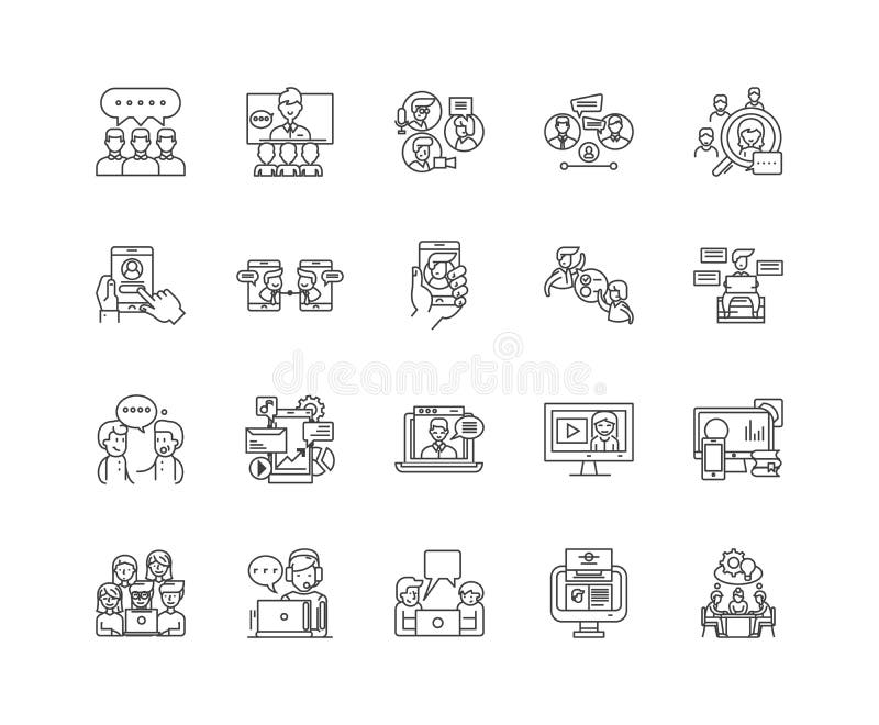Chat Line Icons, Signs, Vector Set, Outline Illustration Concept Stock ...