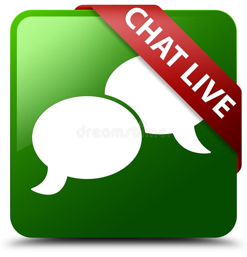 Chat Live Green Square Button Stock Illustration - Illustration of ...