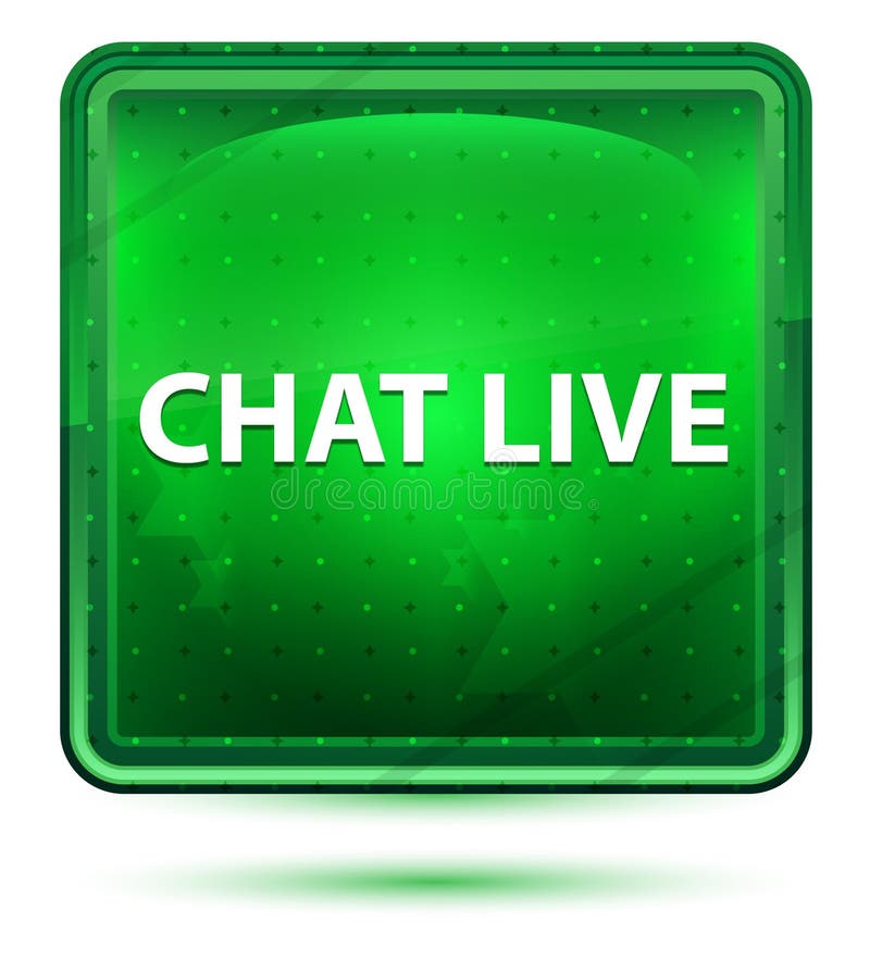 Chat Live Neon Light Green Square Button Stock Illustration ...