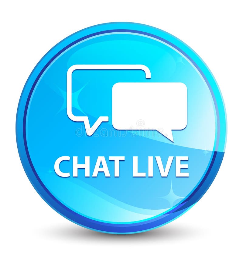 Chat Live Splash Natural Blue Round Button Stock Vector - Illustration ...