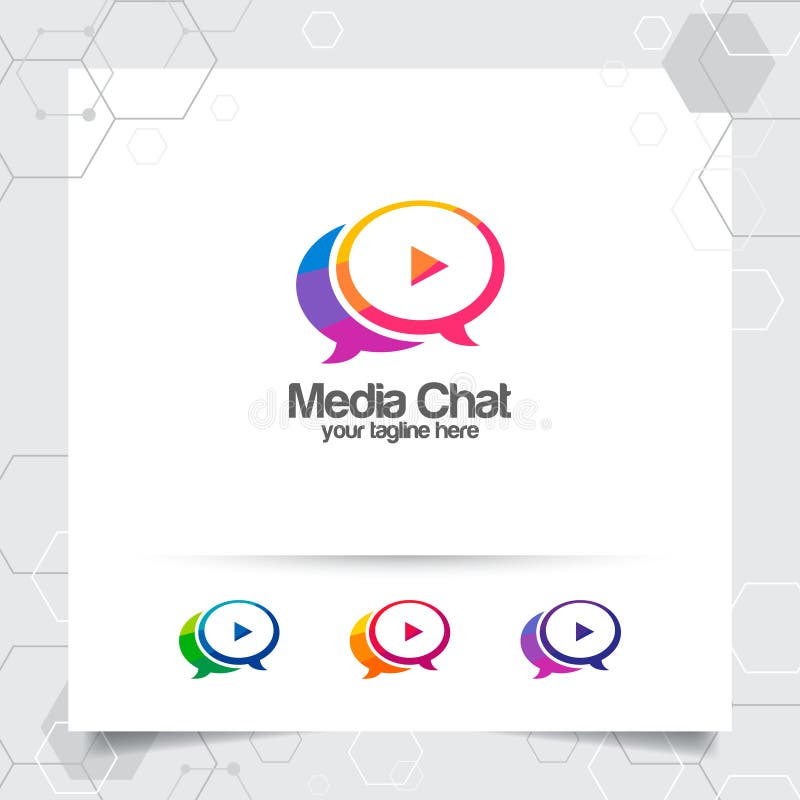 Chat Logo Design Vector Concept of Letter M and Colorful Style. Media ...
