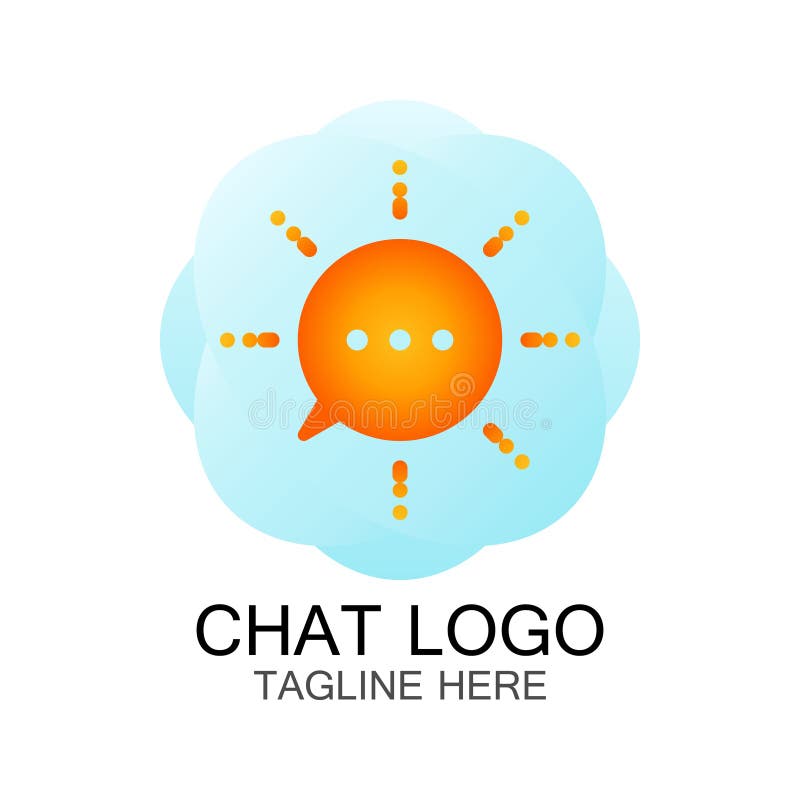 Chat Logo, Speech Bubble Forms the Sun in the Sky Stock Vector ...
