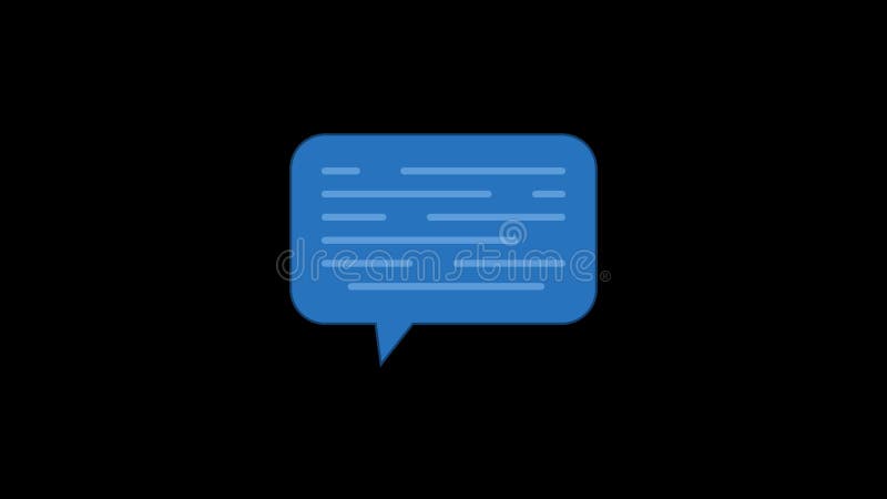 Blue Text Message Bubble Icon on Black Stock Video - Video of sign ...