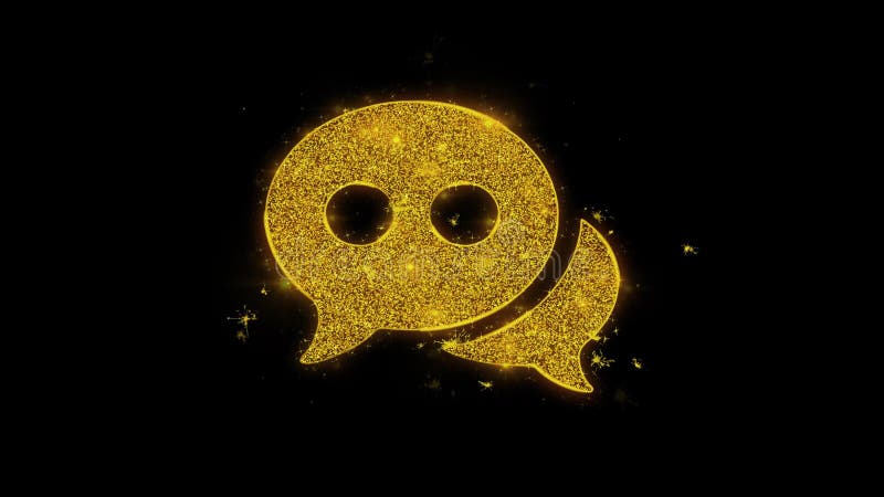 Chat Message Bubble, Talk Icon Sparks Particles on Black Background ...