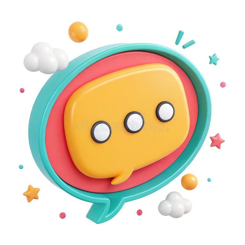 Chat Message Bubble with Three Dots, 3D Plastic Icon, Cartoon ...