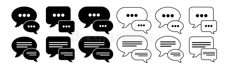 Chat and Message Icon Set, Outline Conversation Vector Icons Symbol ...