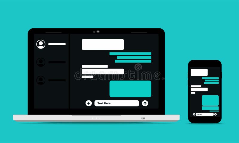 Chat Message on Laptop and Smartphone Screen. Bubbles Messages Chat ...