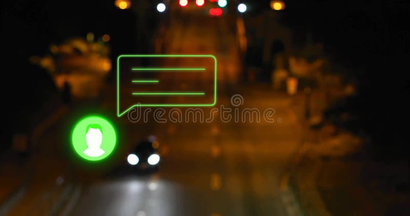 Chat Message Notification Image Over Blurred City Street at Night Stock ...