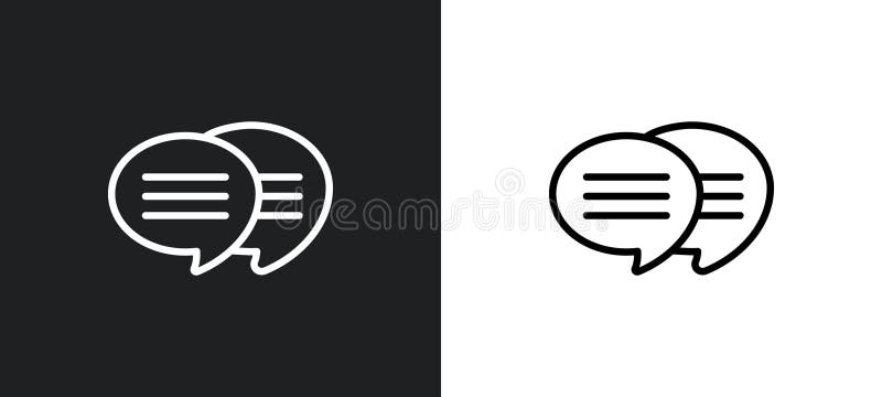 Chat Message Outline Icon in White and Black Colors. Chat Message Flat ...