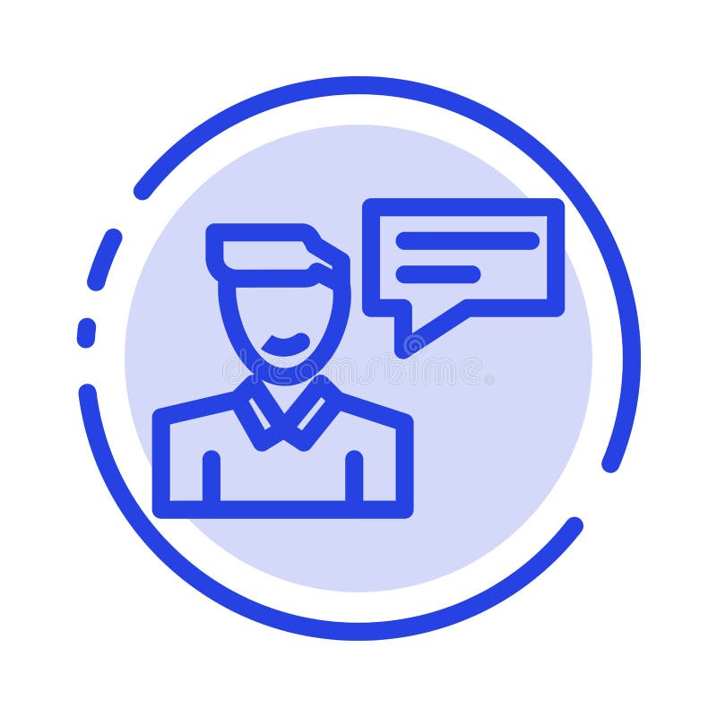 Chat, Message, Popup, Man, Conversation Blue Dotted Line Line Icon ...