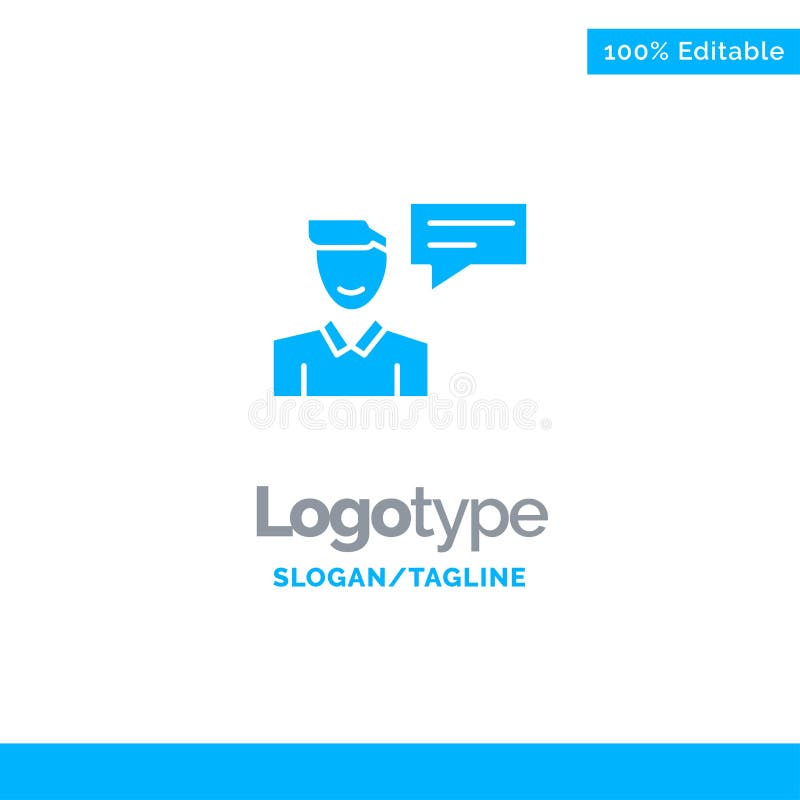 Chat, Message, Popup, Man, Conversation Blue Solid Logo Template. Place ...