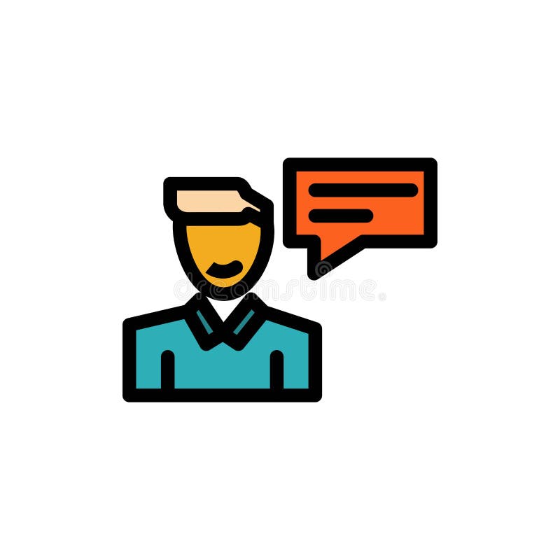 Chat, Message, Popup, Man, Conversation Flat Color Icon. Vector Icon ...