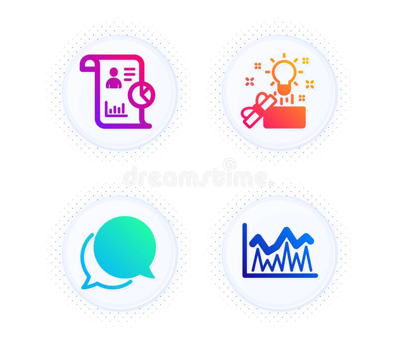 Chat Message, Report and Creative Idea Icons Set. Investment Sign ...