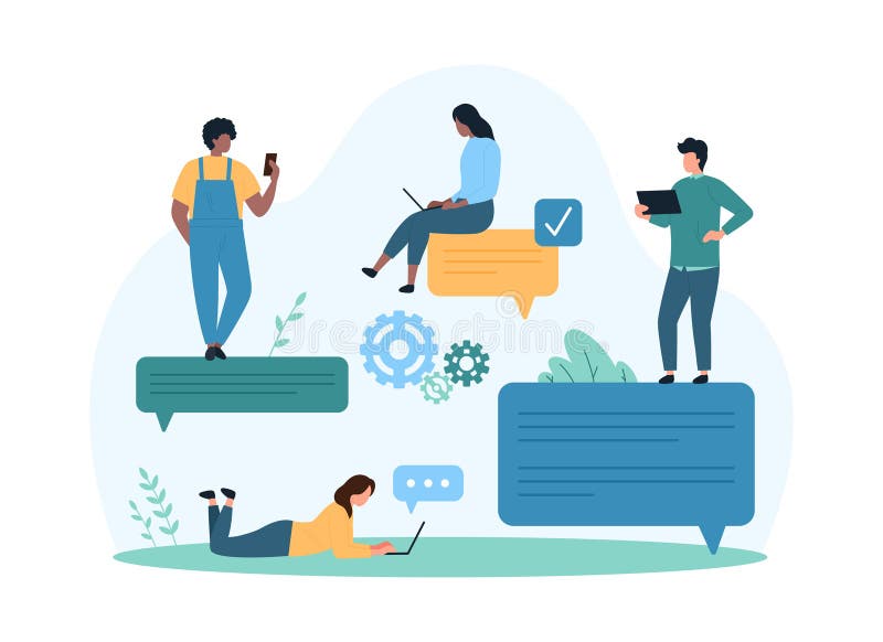 Chat Messages of Conversation in Mobile App, Tiny People and Speech ...