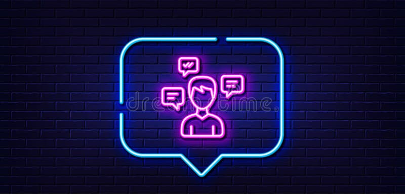 Chat Messages Line Icon. Conversation Sign. Neon Light Speech Bubble ...