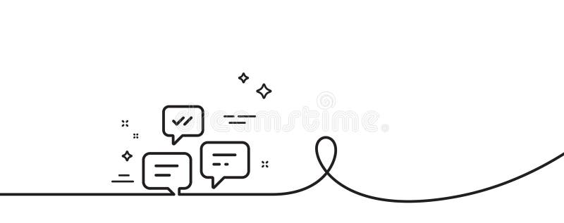 Chat Messages Line Icon. Conversation or SMS. Continuous Line with Curl ...