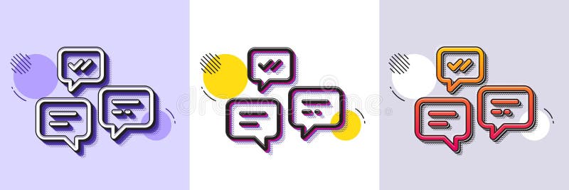 Chat Messages Line Icon. Conversation or SMS. Halftone Dotted Pattern ...