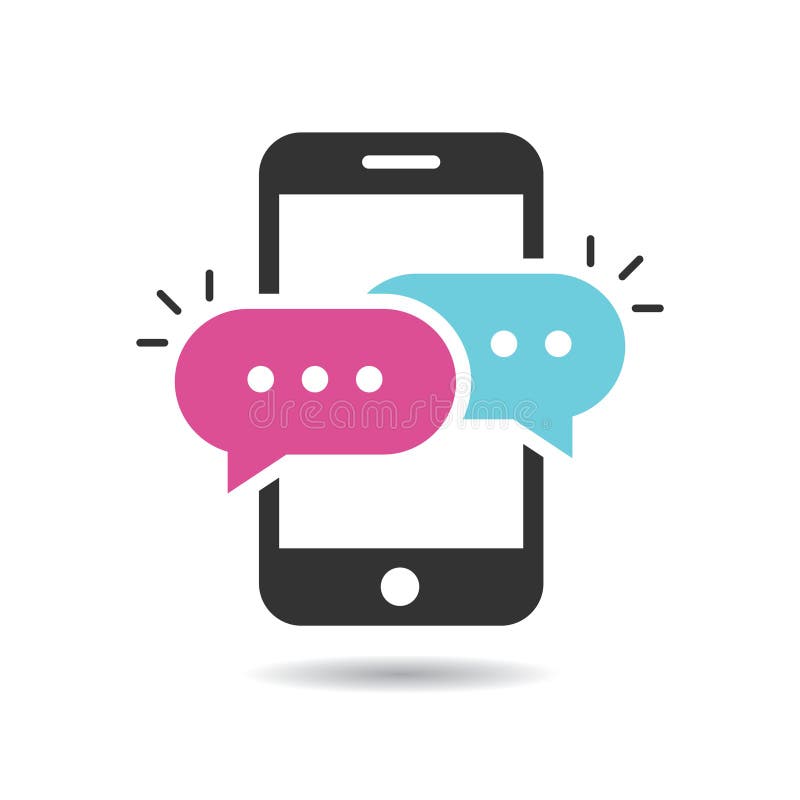 Chat Messages Notification Icon on Smart Phone Vector Illustration ...