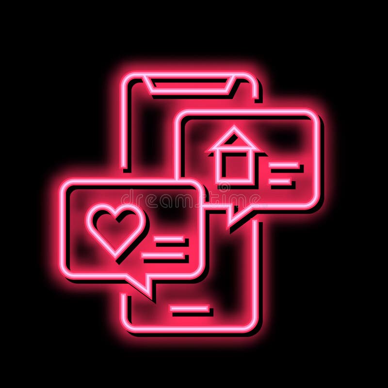 Chat Messaging Neon Glow Icon Illustration Stock Vector - Illustration ...