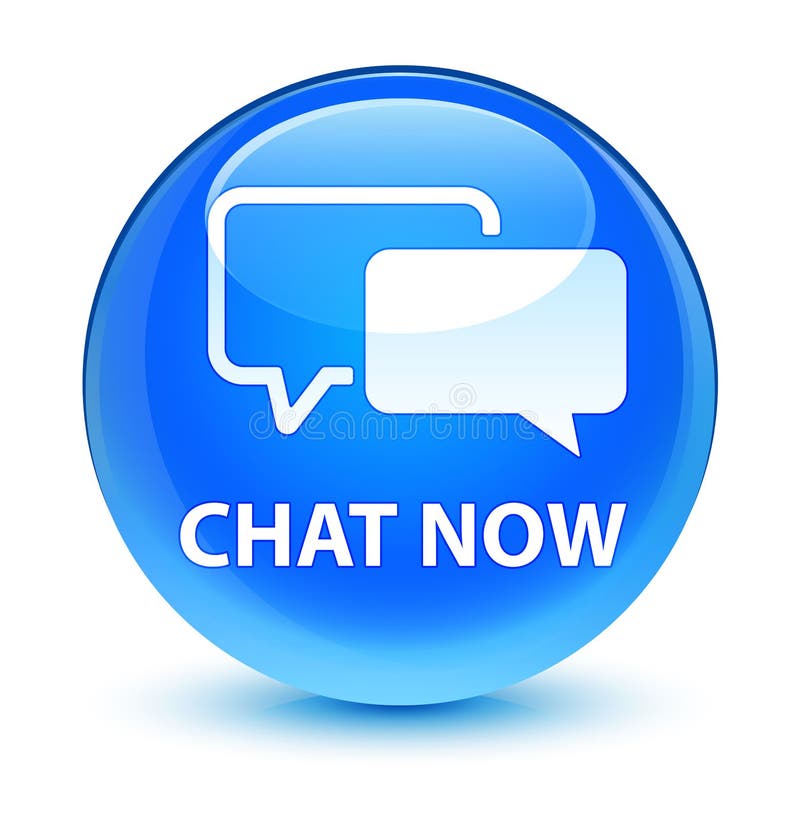 Chat Now Glassy Cyan Blue Round Button Stock Illustration ...