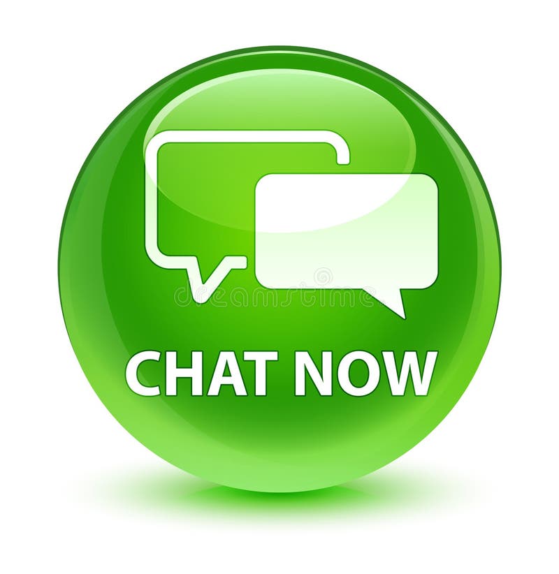 Chat Now Glassy Green Round Button Stock Illustration - Illustration of ...
