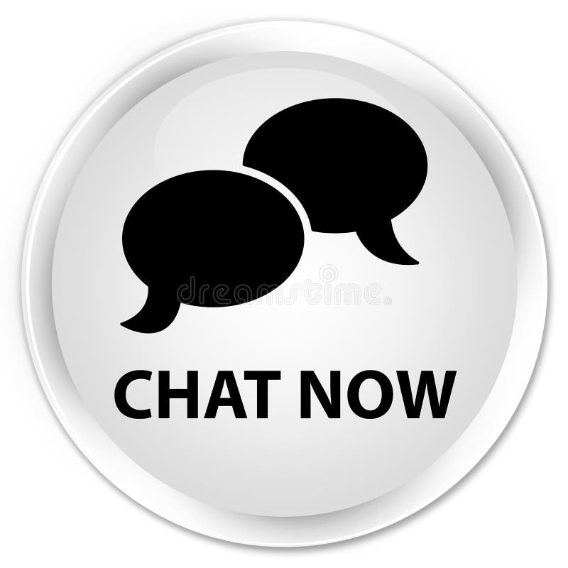 Chat Now Premium White Round Button Stock Illustration - Illustration ...