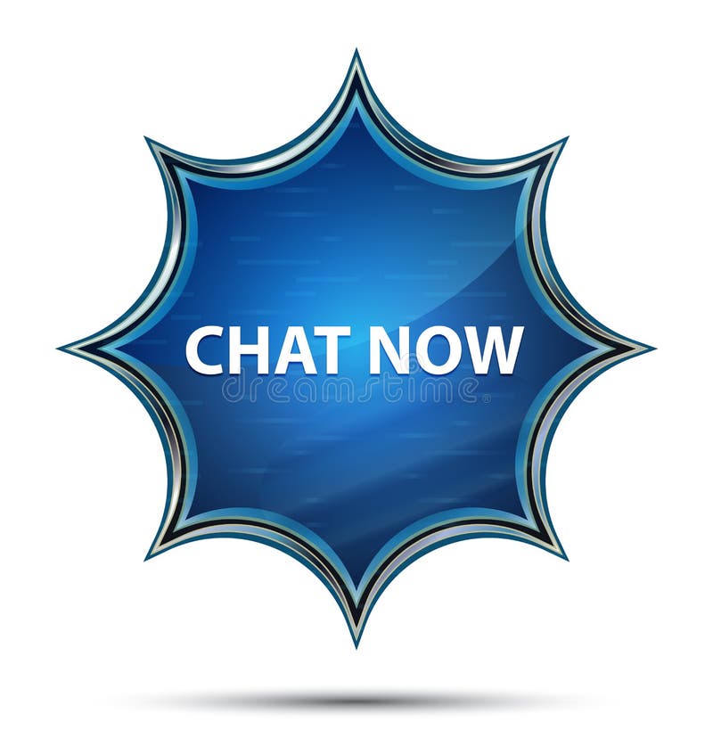 Chat Now Magical Glassy Sunburst Blue Button Stock Illustration ...