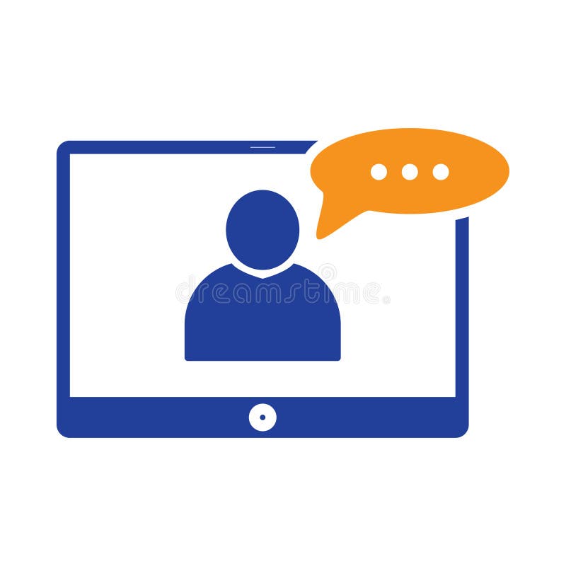 Chat, Online, Man, Computer, Online Video Chat Icon Stock Vector ...