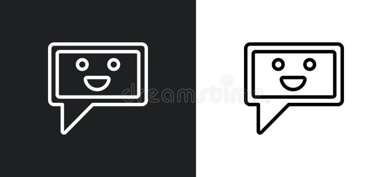 Chat Outline Icon in White and Black Colors. Chat Flat Vector Icon from Artificial Intelligence ...