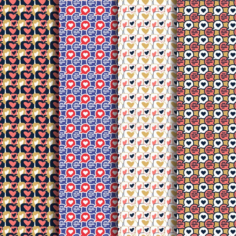 Chat Pattern Set. Hand Draw Chat Dialog Speech Clouds Cute Seamless ...